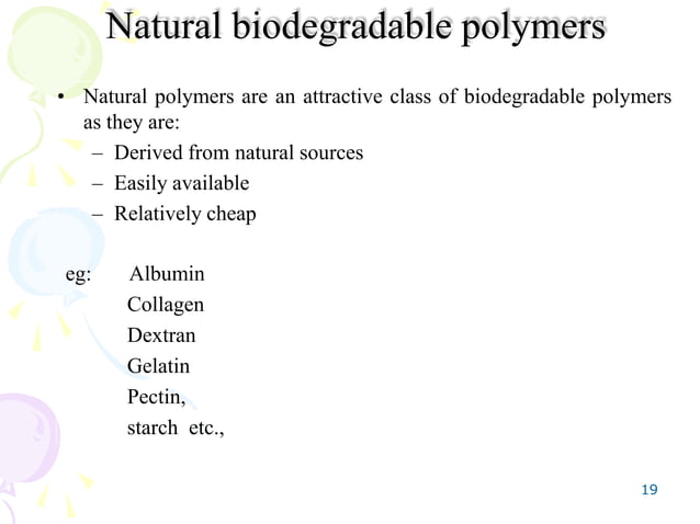 biodegradable polymers pptx | PPTX | Chemistry | Science