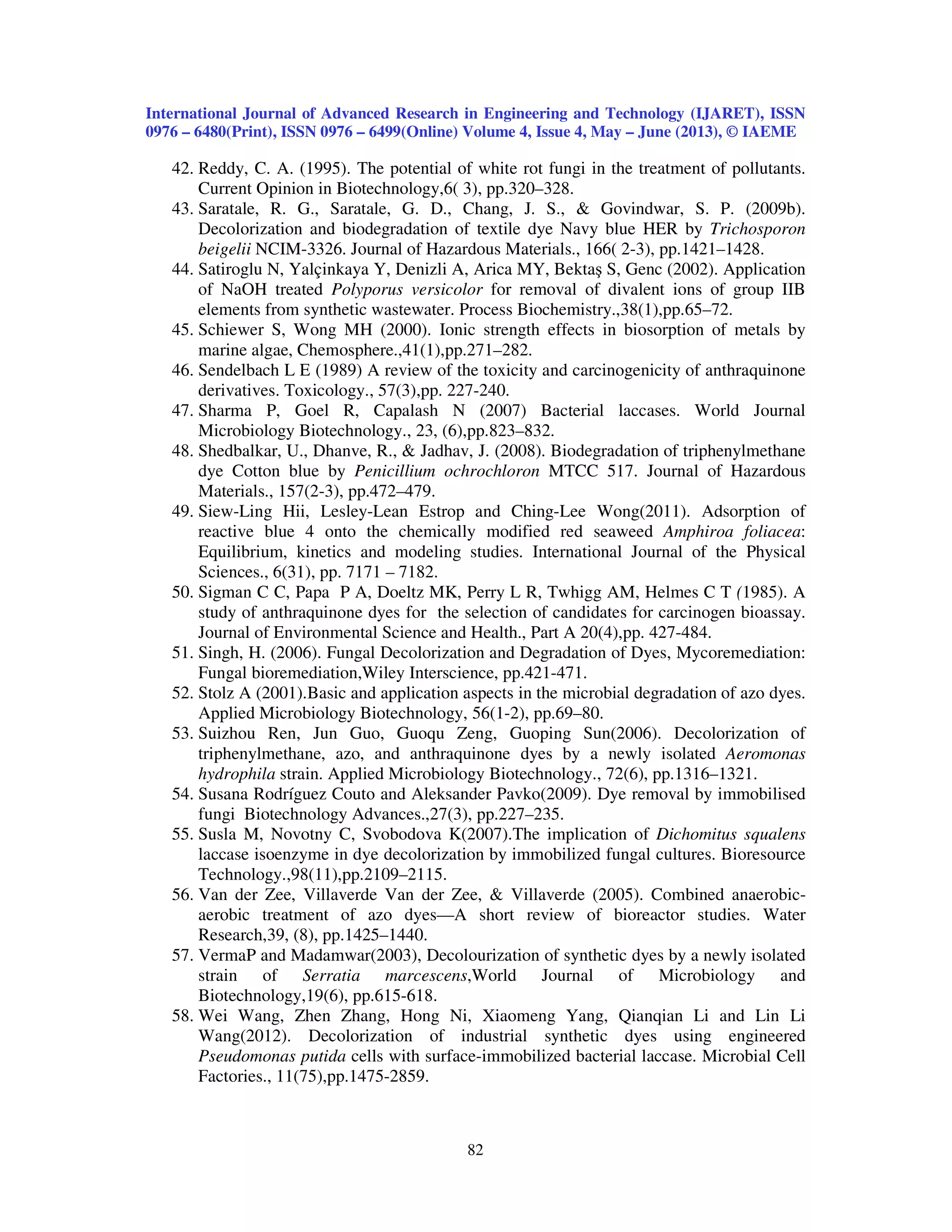 Biodegradation of anthraquinone based compounds review | PDF