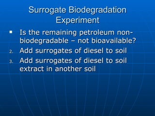 Biodegradation study of diesel and surrogate compounds of | PPT