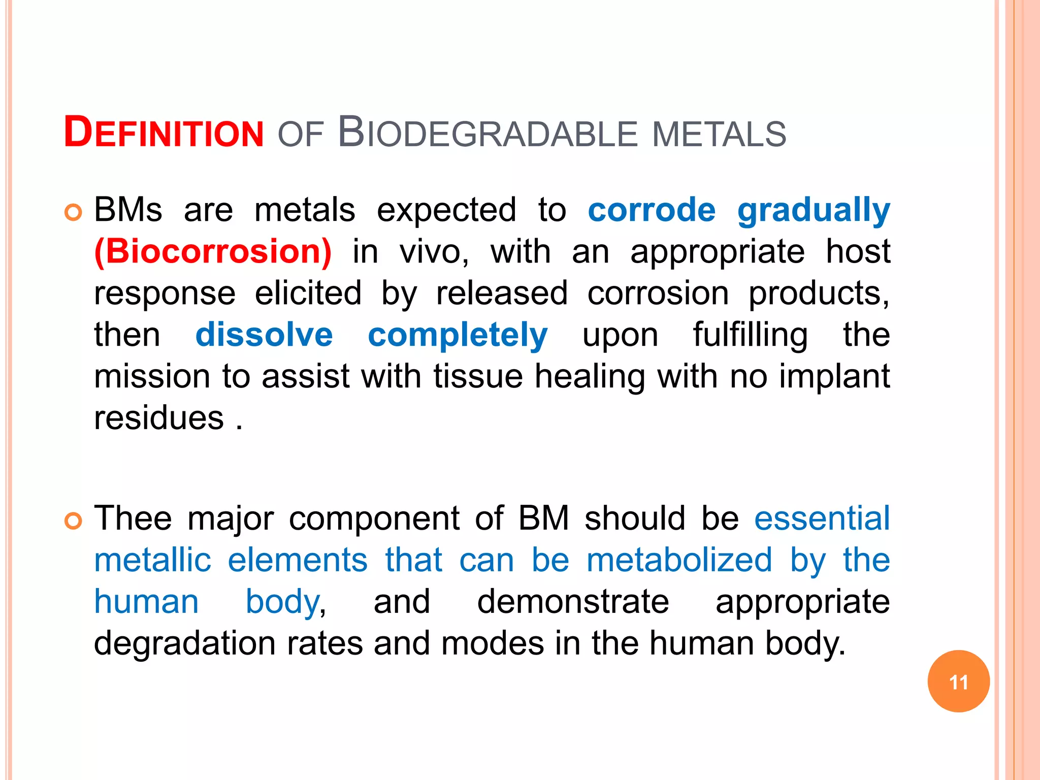 Biodegredable metals for bone regeneration | PPTX