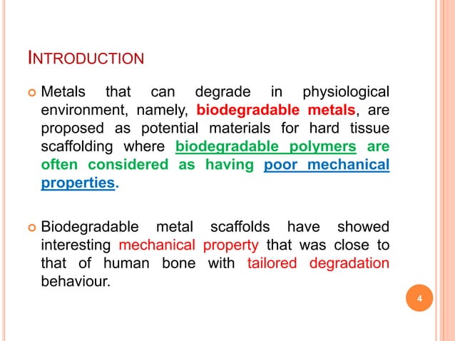 Biodegredable metals for bone regeneration | PPTX | Chemistry | Science