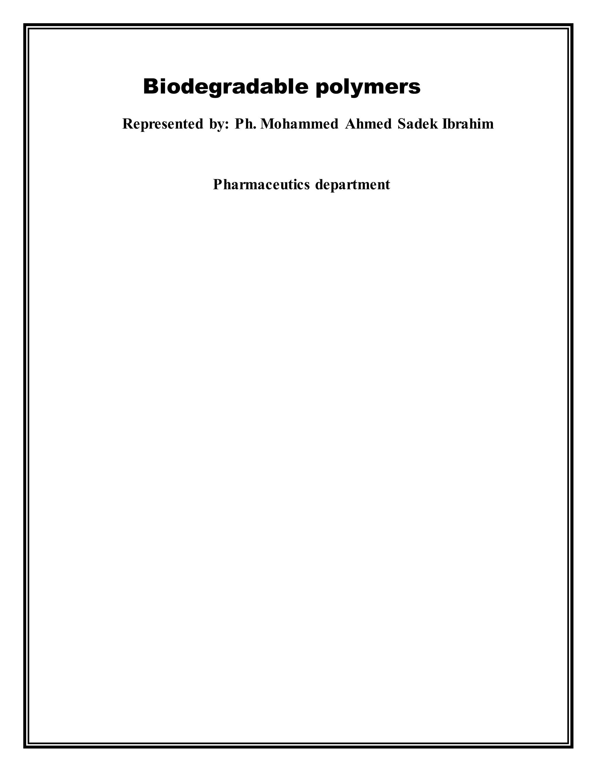 Biodegredable polymers 1 | PDF