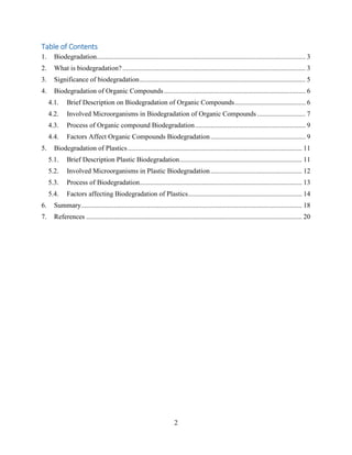 Biodegradation of Organic Compound and Plastic Materials | PDF