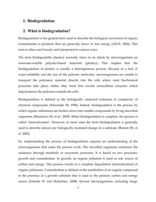 Biodegradation of Organic Compound and Plastic Materials | PDF
