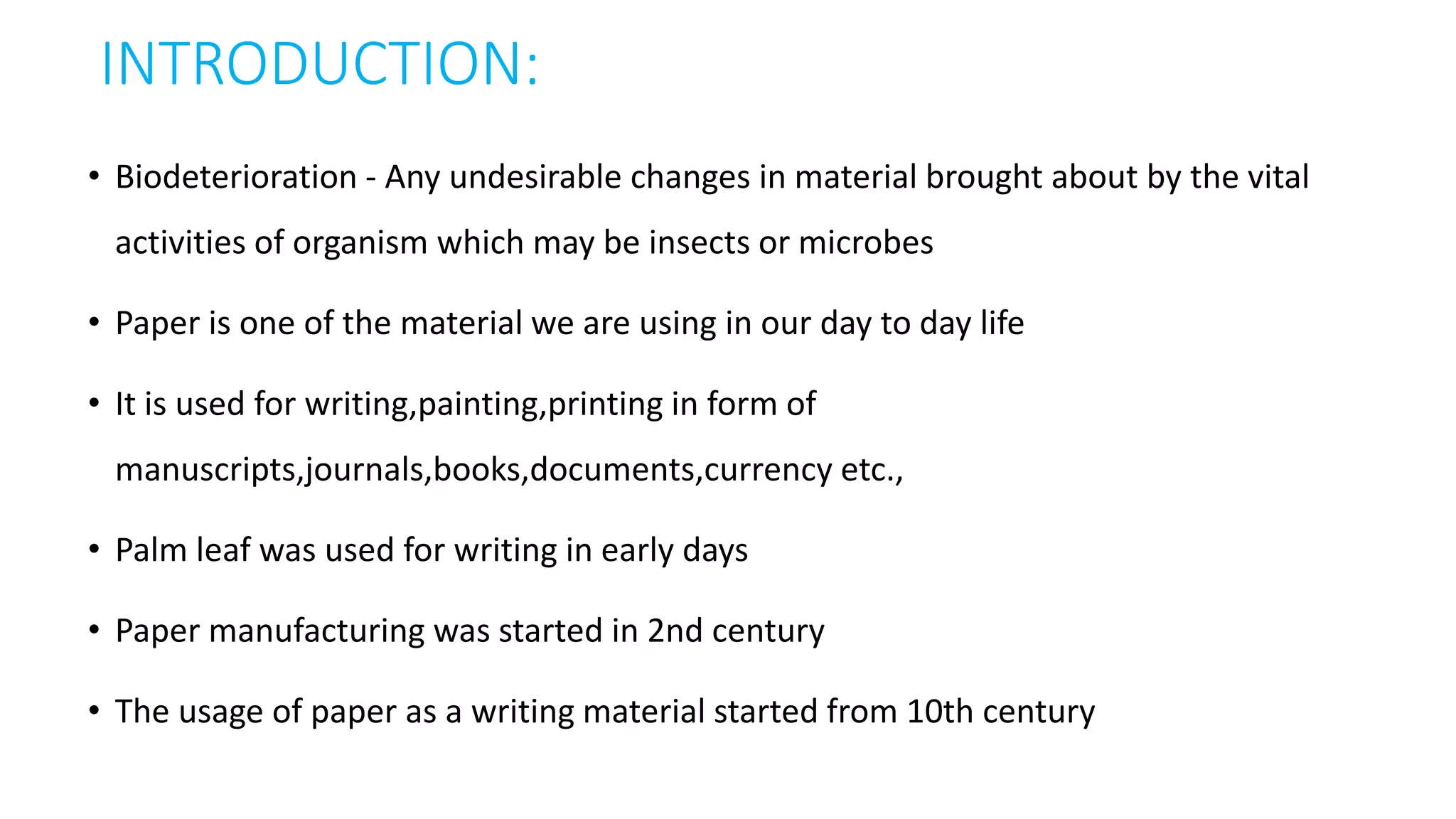 Biodeterioration of paper | PPTX