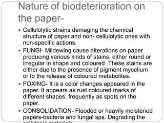 Biodeterioration of paper and leather ppt.. | PPTX