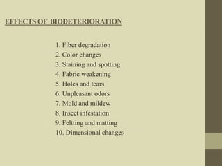 Biodeterioration of Textiles and Their effects | PPTX