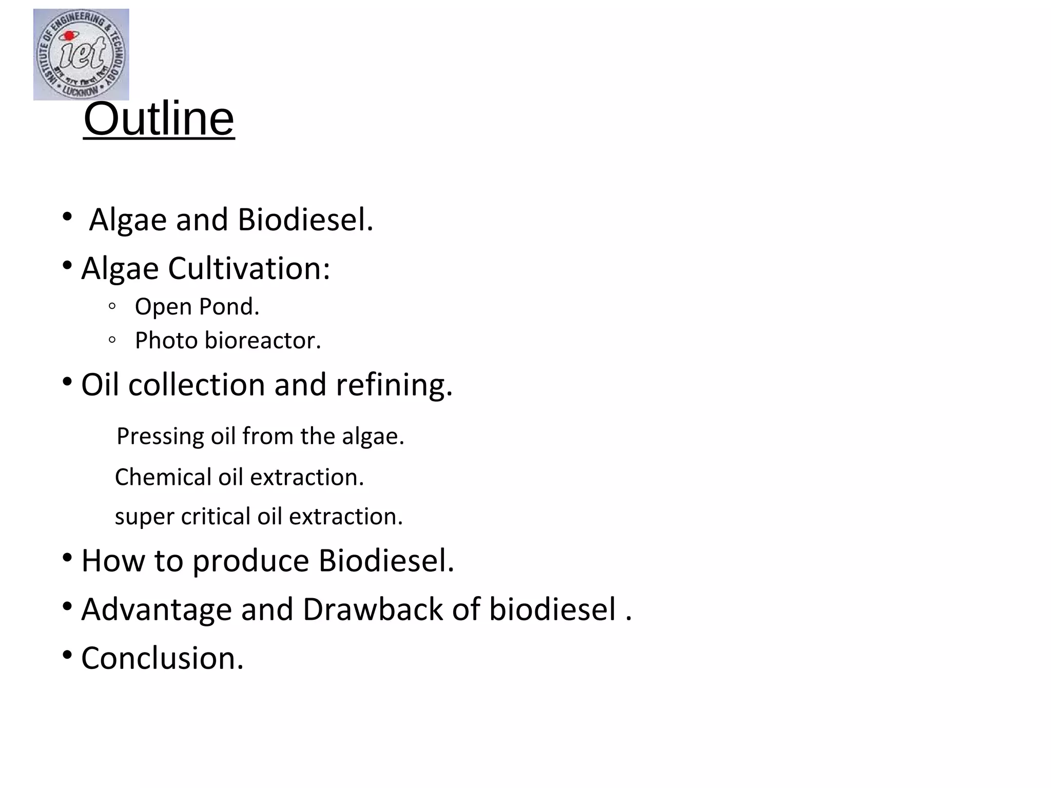 Biodiesel from algae | PPT