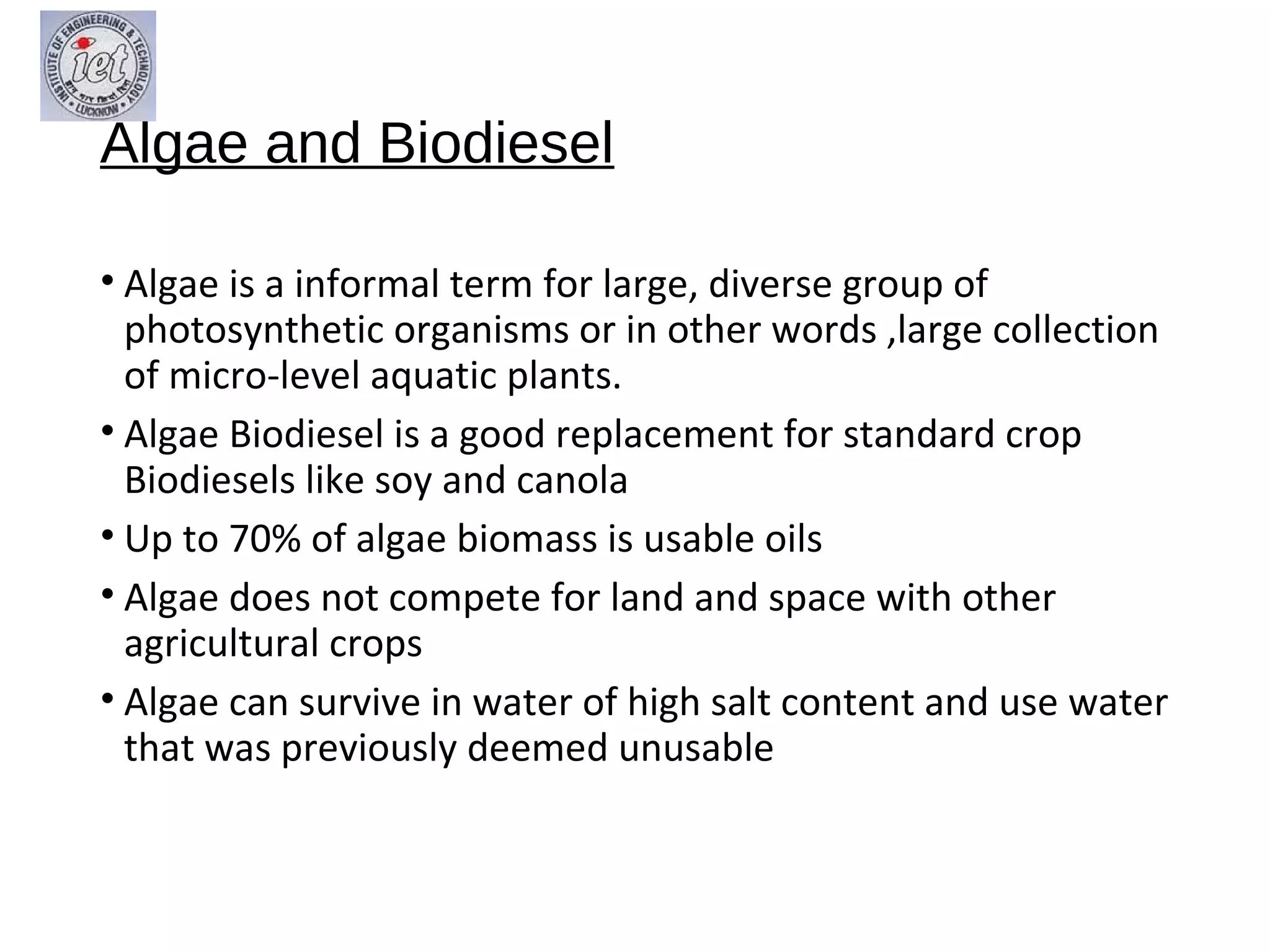 Biodiesel from algae | PPT