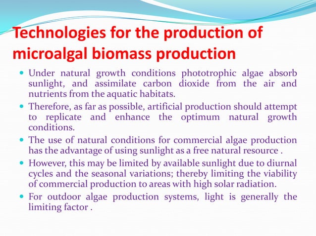 Biodiesel from microalgae production methods - a review | PPTX