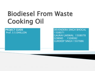 Biodiesel from waste cooking oil | PPTX