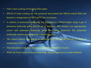 Biodiesel from Waste Cooking Oil | PPTX