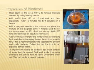 Biodiesel from waste cooking oil | PPTX