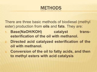 Biodiesel from waste cooking oil | PPTX