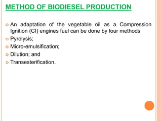 Biodiesel production | PPTX