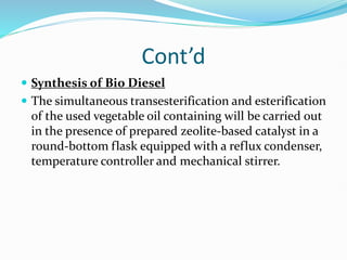 biodiesel production using clay catalyst.pptx | Chemistry | Science
