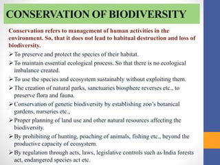 Biodiversity and its Conservation methods | PPTX