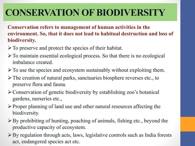 Biodiversity and its Conservation methods