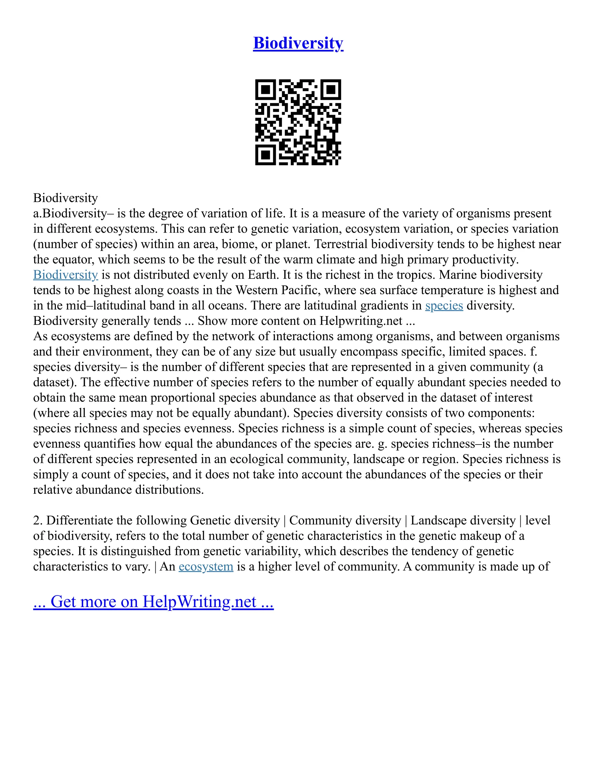 Biodiversity | PDF