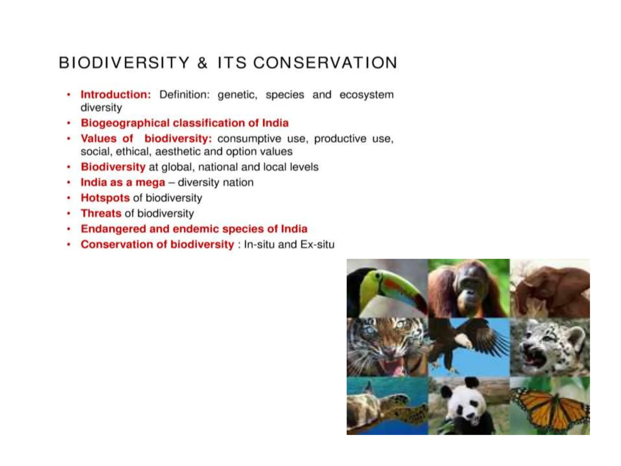 Biodiversity and its conservation india | PPTX