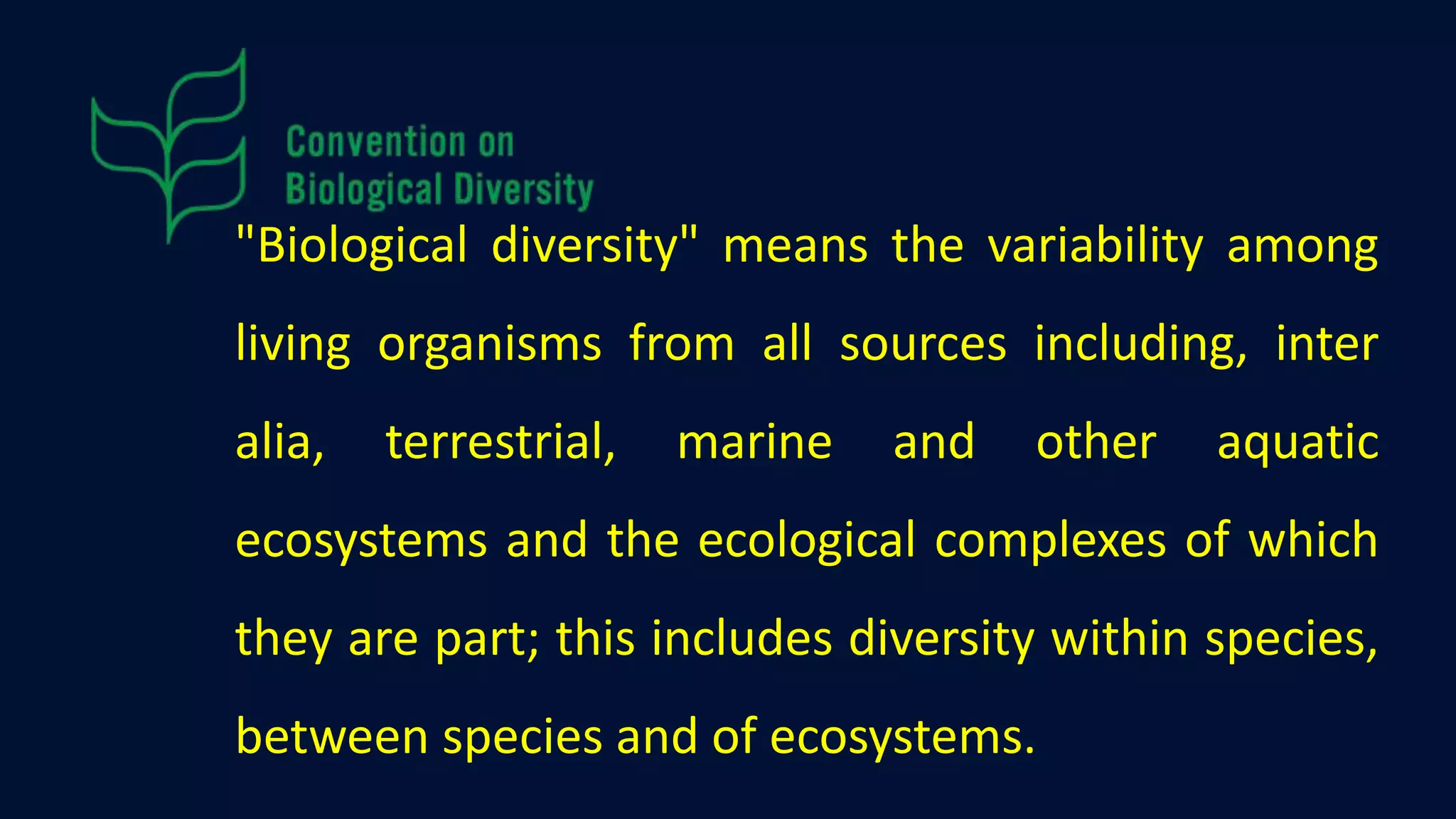 Biodiversity concepts, levels and values | PPTX