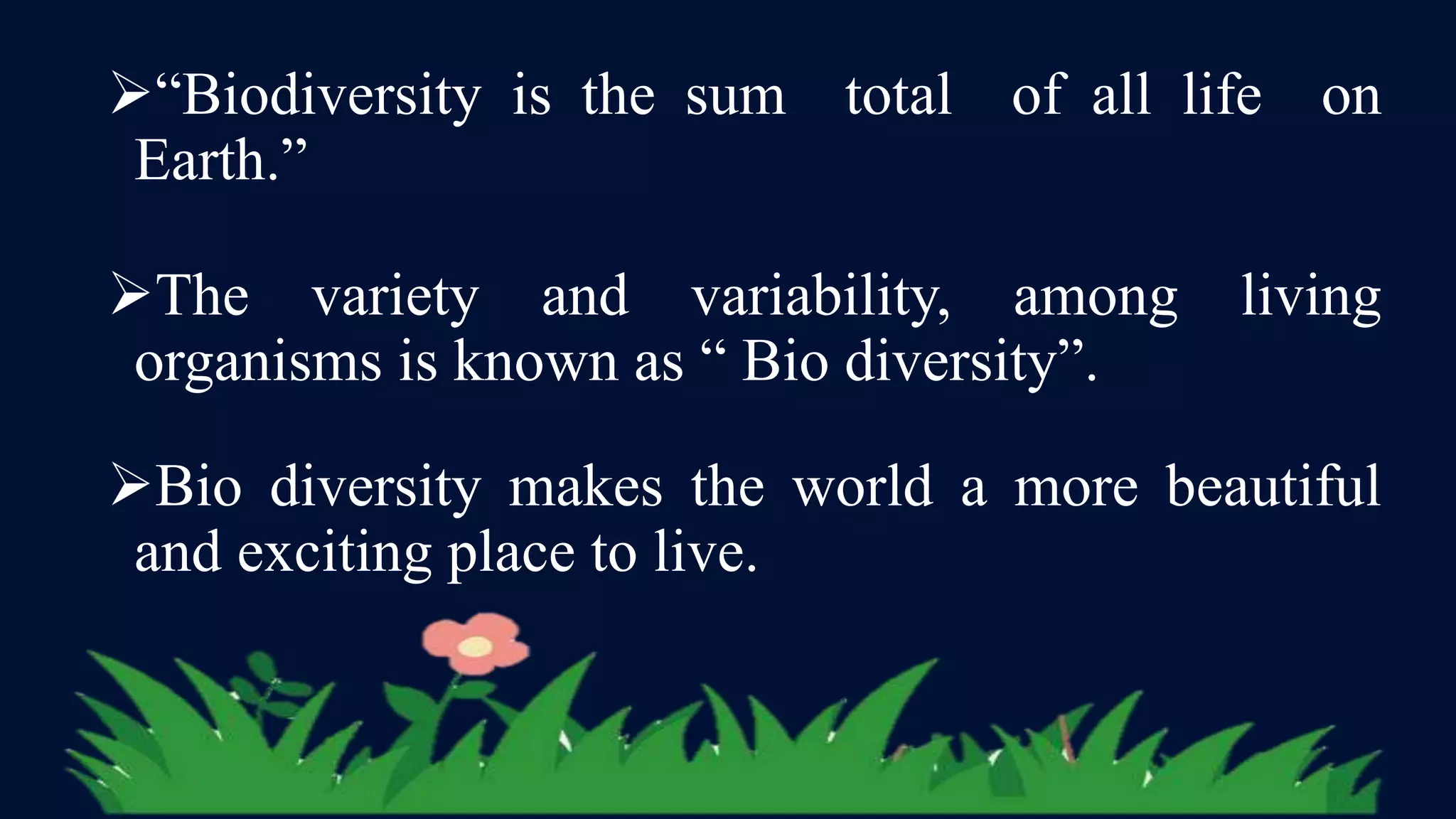 Biodiversity concepts, levels and values | PPTX