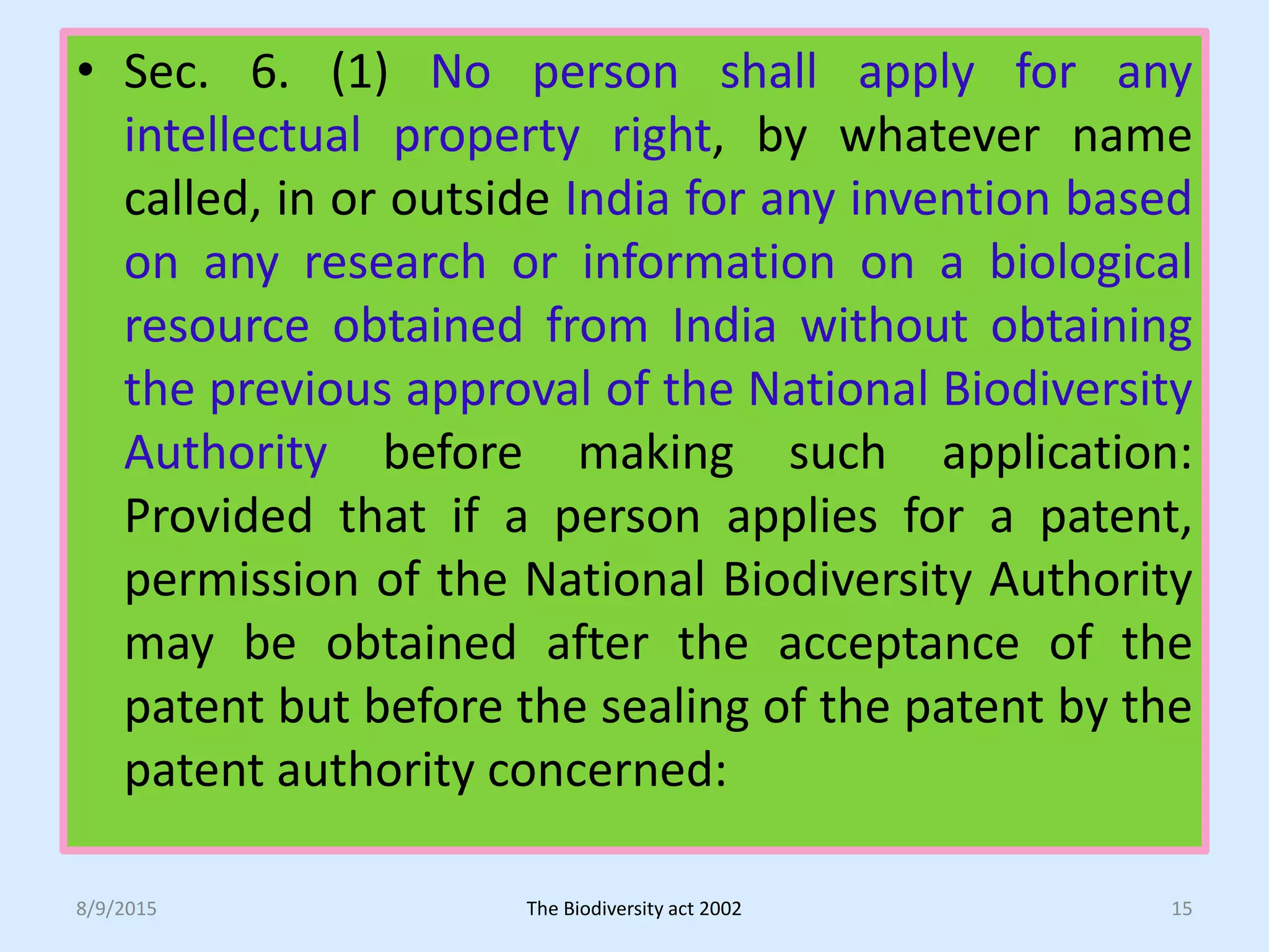 Biodiversity act 2002 | PPTX
