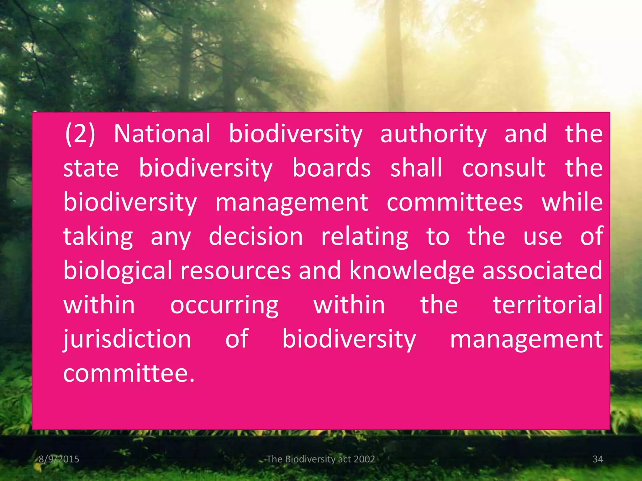 Biodiversity act 2002 | PPTX