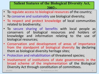 Biodiversity act 2002 | PPTX