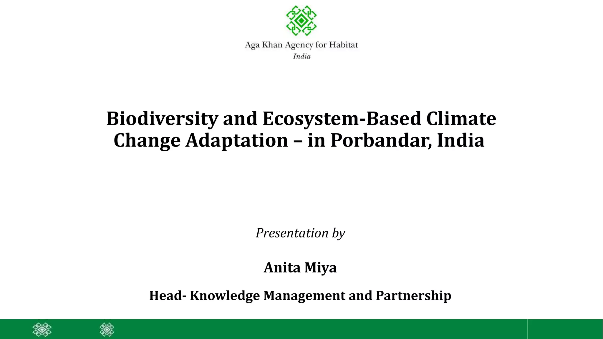 Biodiversity and Ecosystem-Based Climate Change Adaptation in Porbandar, India | PPT
