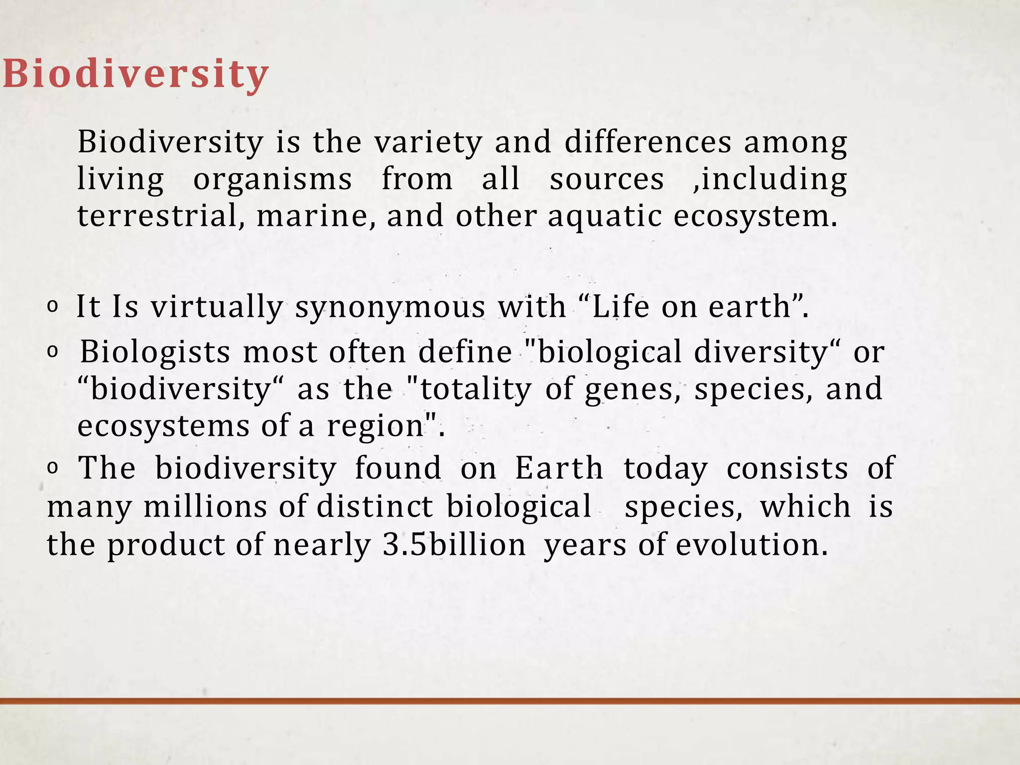 Biodiversity and its conservation | PPT