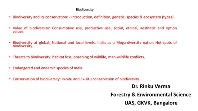 Biodiversity chapter insitu and exsitu --4 | PPT