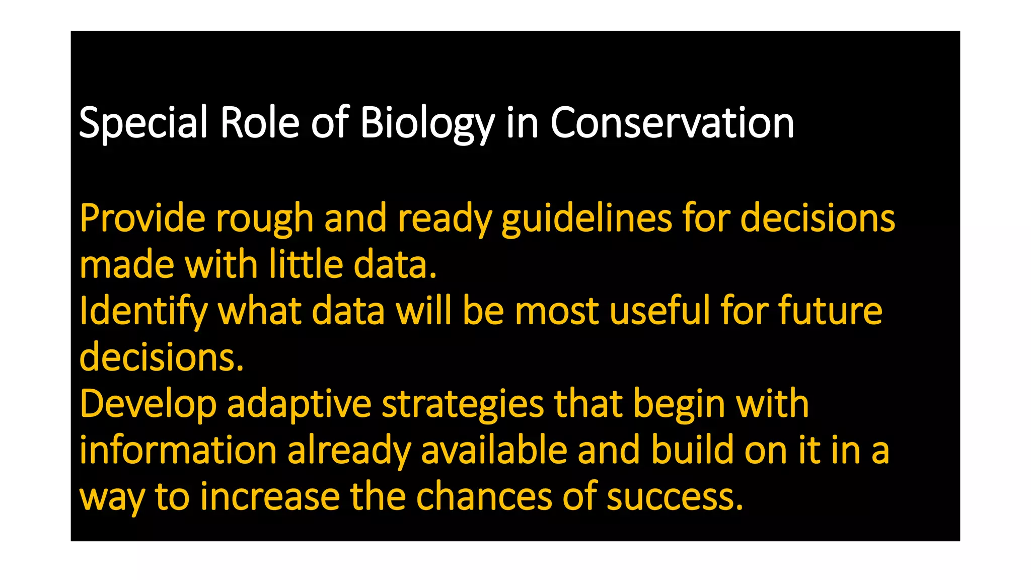 Biodiversity conservation , principles and characteristics ( by ...
