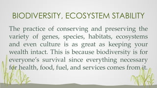 BIODIVERSITY, ECOSYSTEM STABILITY, ENDANGERED SPECIES ACTS.pptx