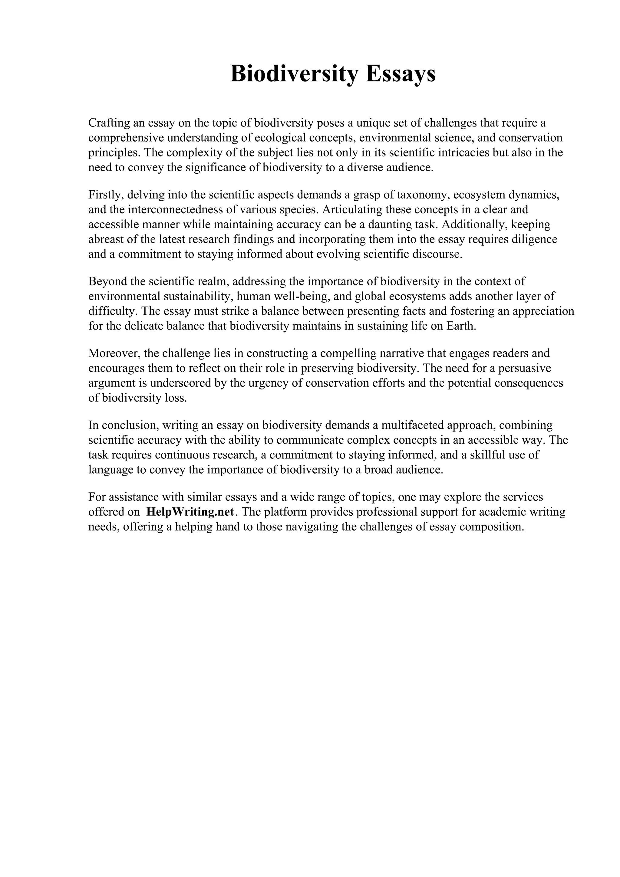 Biodiversity Essays | PDF