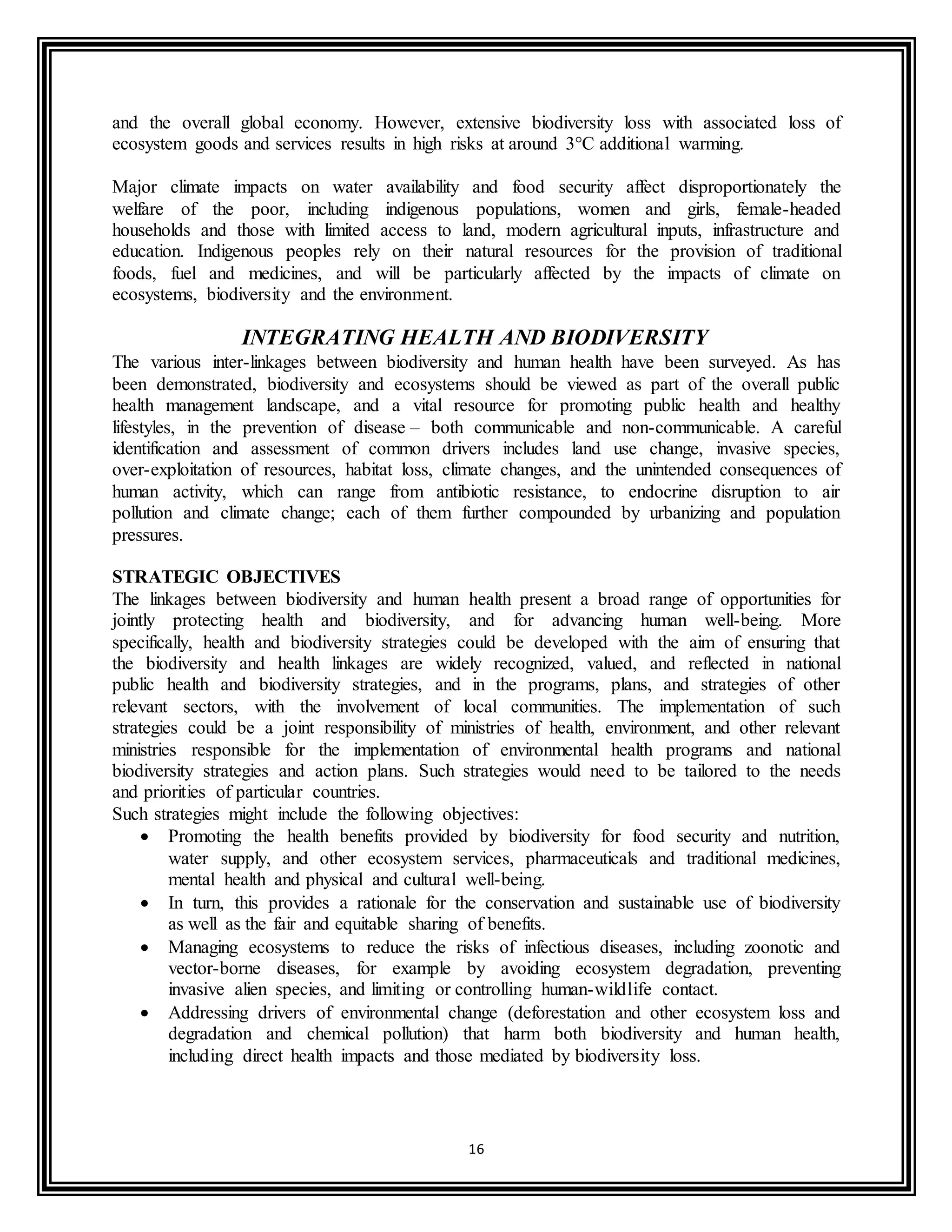 Biodiversity and human health | DOCX | Environmental Services Industry ...