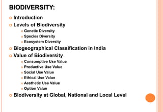 Biodiversity and its conservation | PPTX