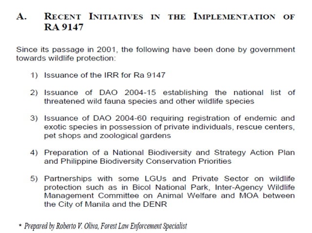 Biodiversity laws r.a 9147 | PPT | Currencies | Economy