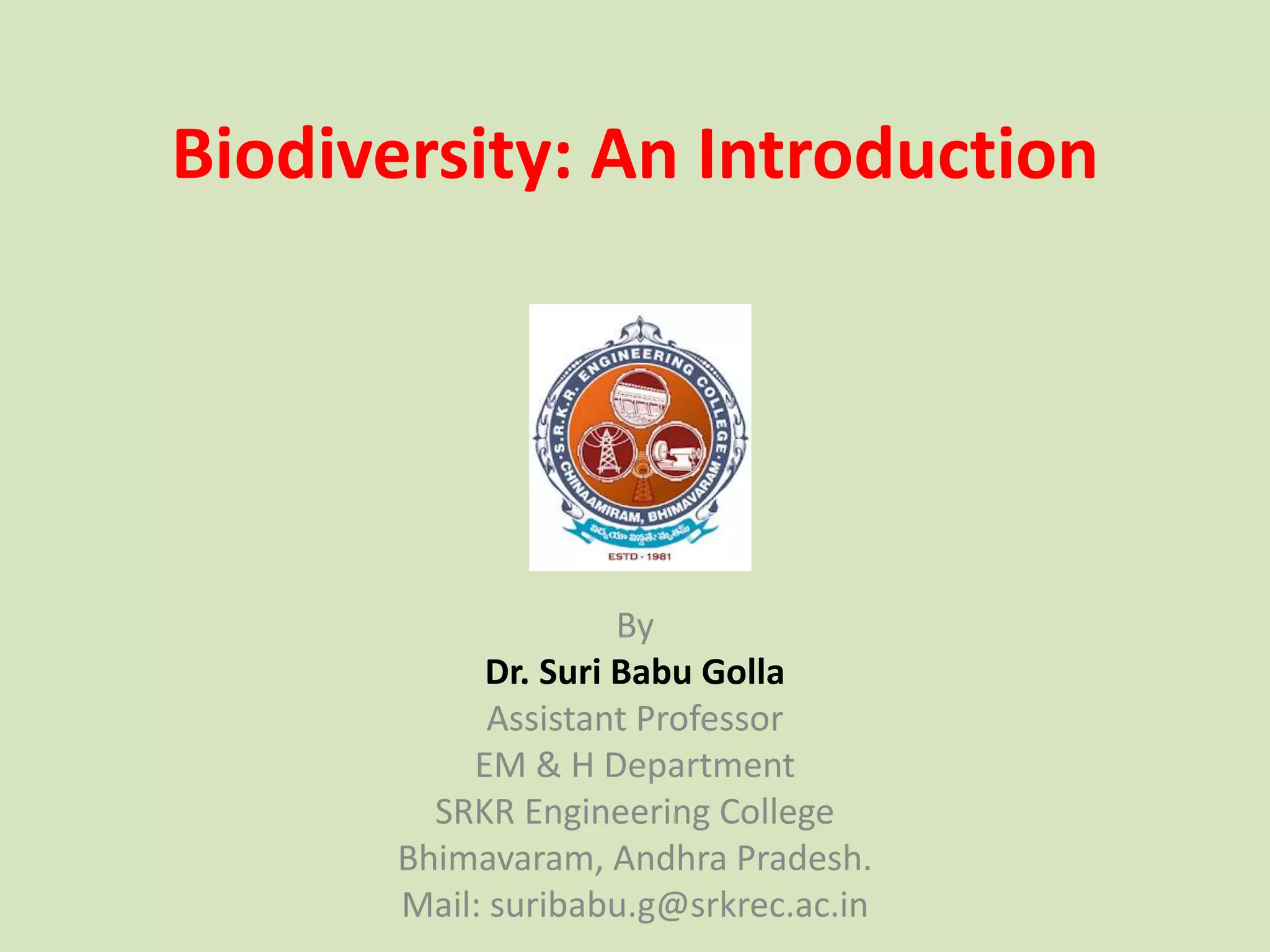 Introduction to biodiversity, Types of biodiversity | PPT