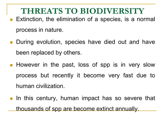 Threats to biodiversity: Biodiversity | PPT