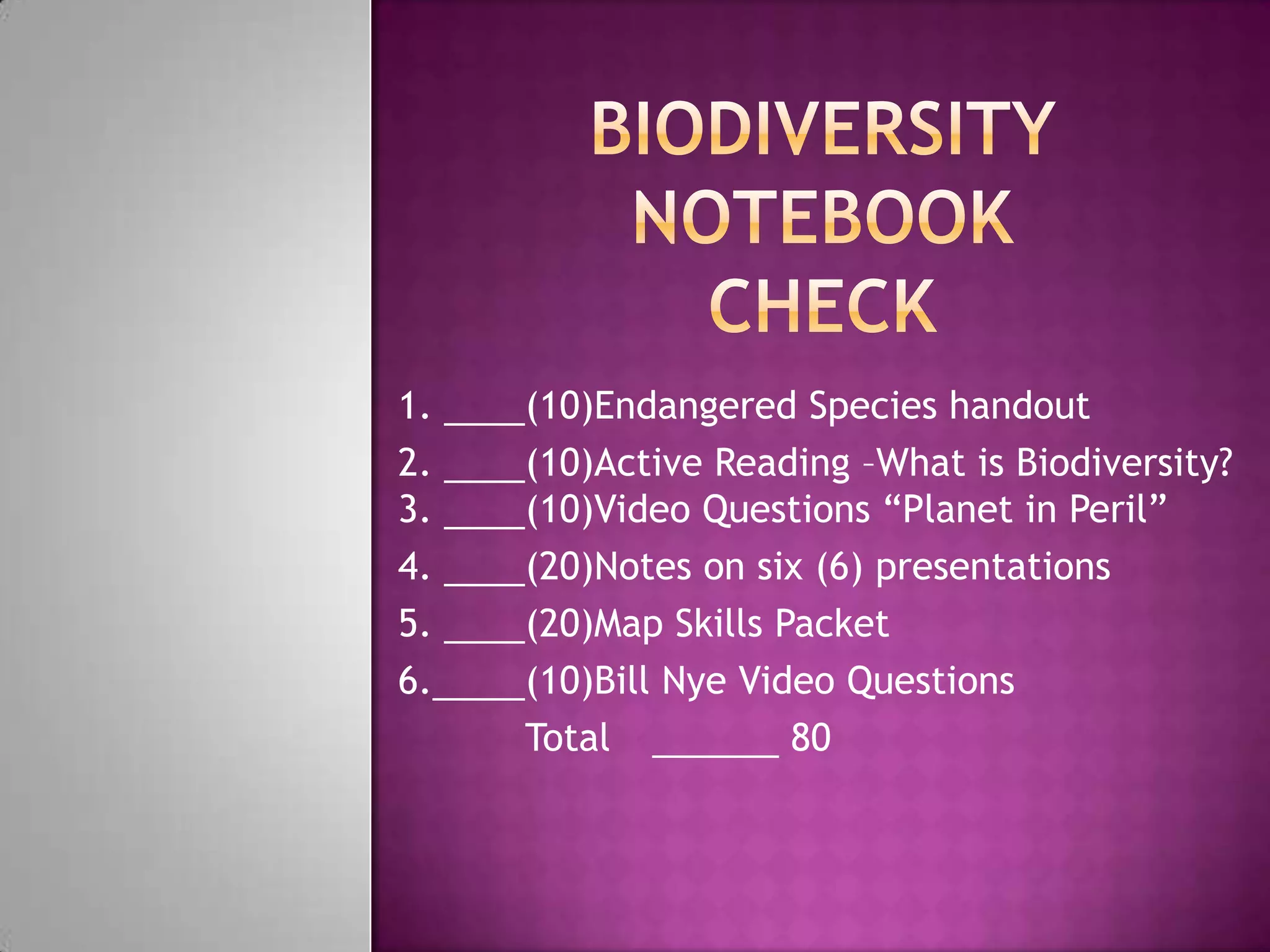 Biodiversity notebook | PPTX