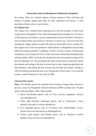 Present Status, Policy and Management of Biodiversity in Bangladesh | DOCX
