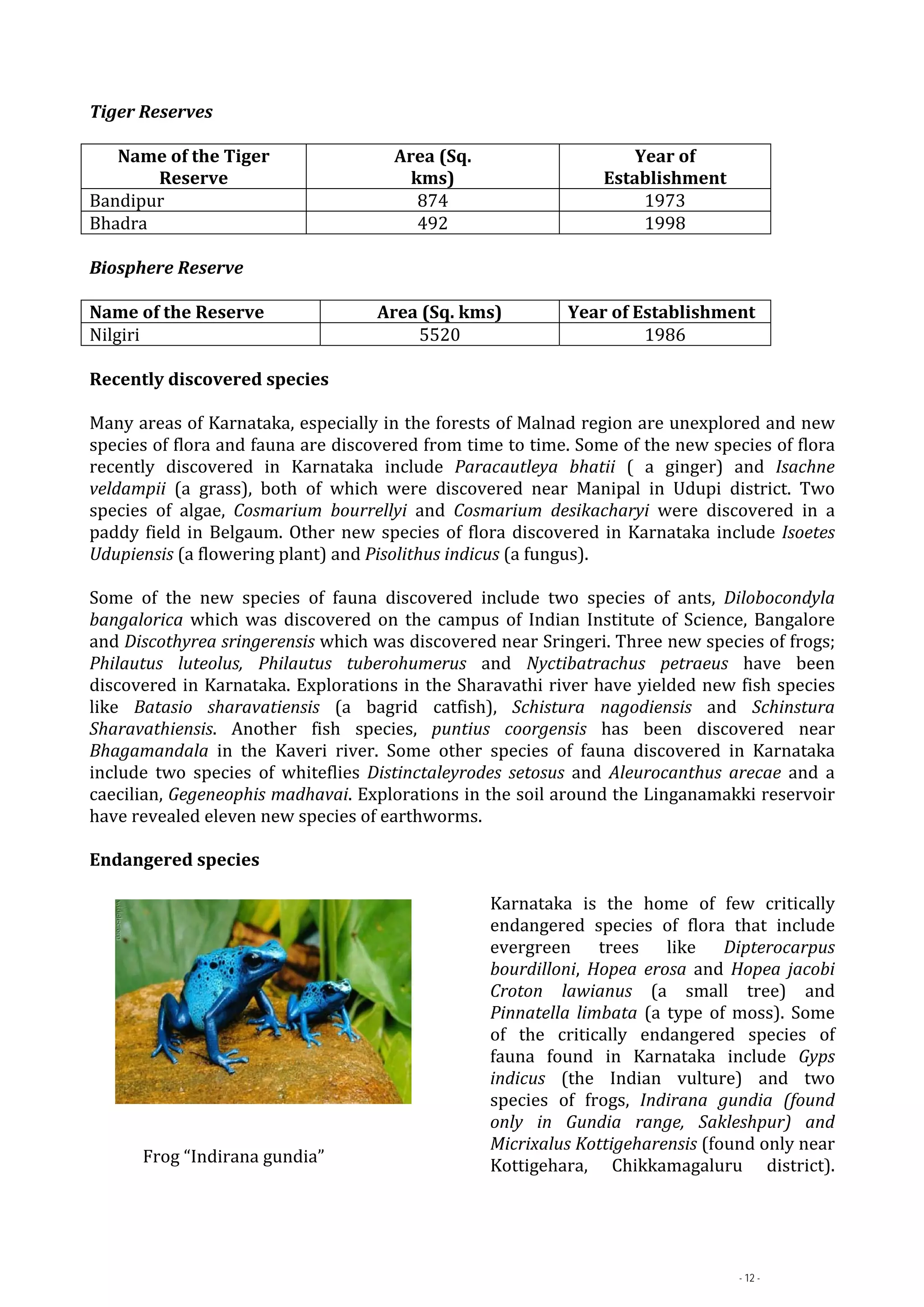 Biodiversity of karnataka at a glan | PDF
