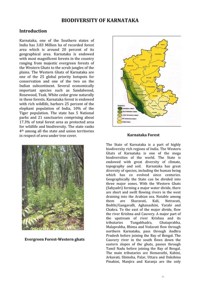 Biodiversity of karnataka at a glan | PDF