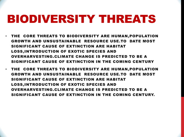 Biodiversity threats and conservation | PPTX | Science