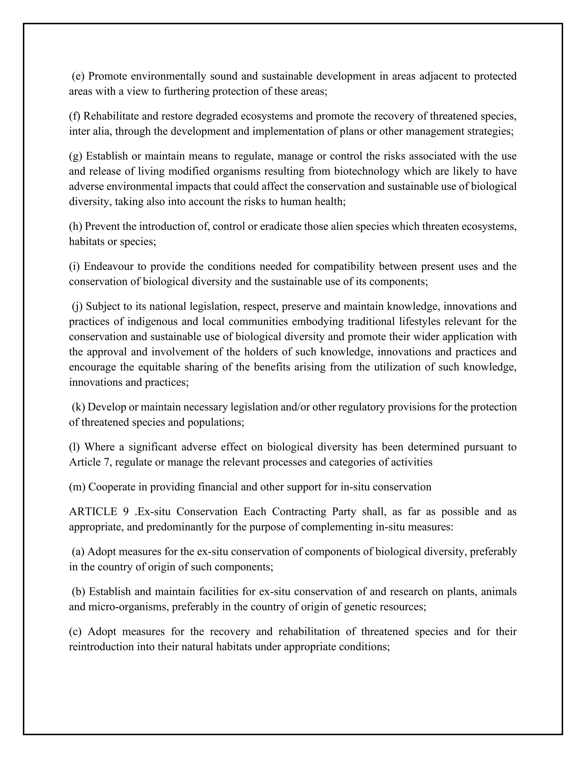 National Biodiversity protection initiatives and Convention on ...