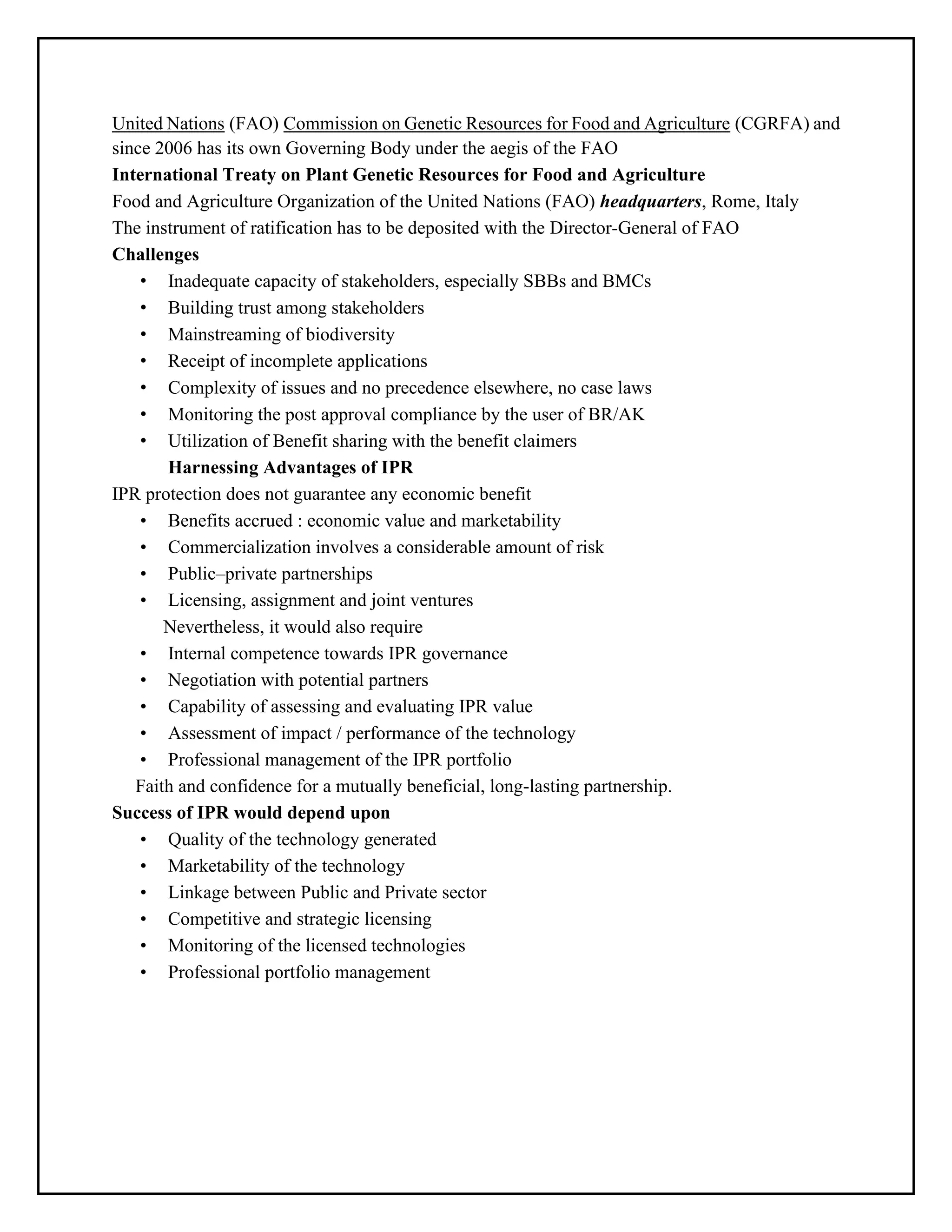 National Biodiversity protection initiatives and Convention on ...