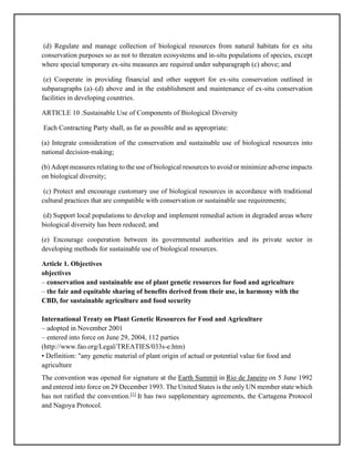 National Biodiversity protection initiatives and Convention on ...