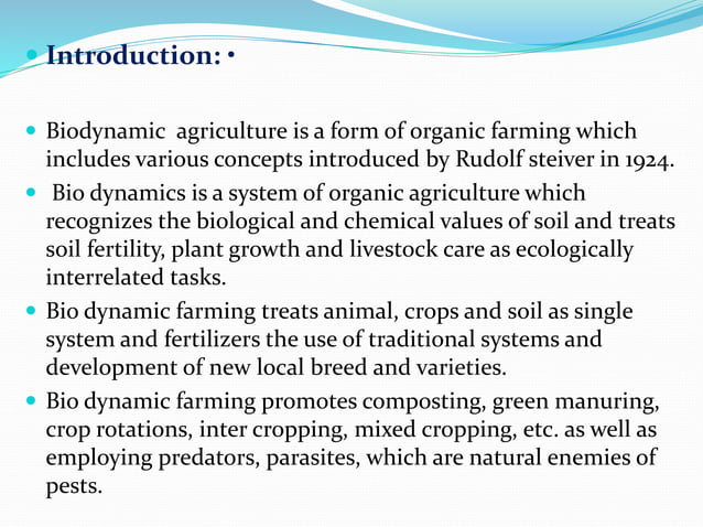 Biodynamic agriculture | PPTX