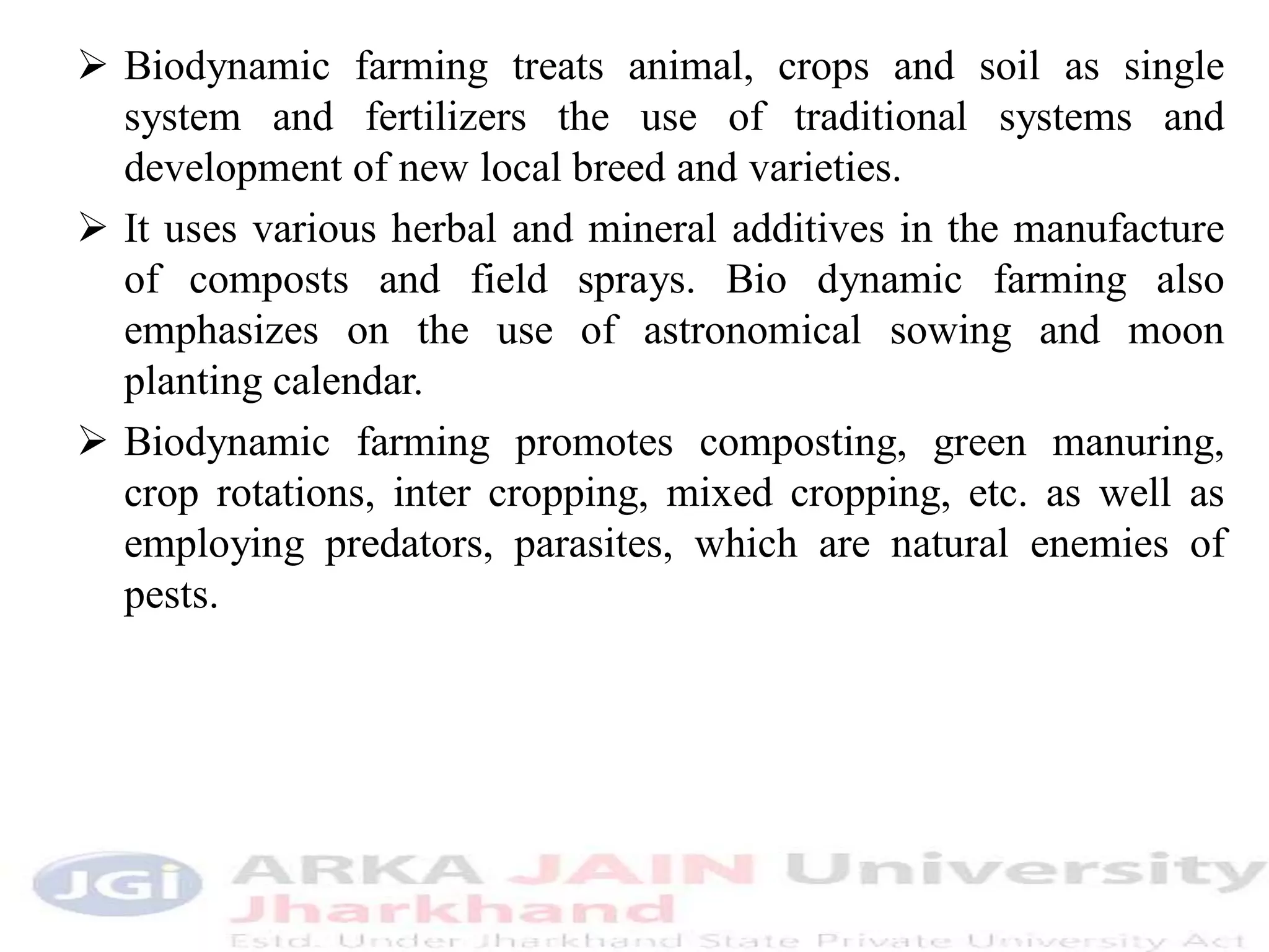 Biodynamic agriculture hdt 1st unit 2nd chapter | PDF